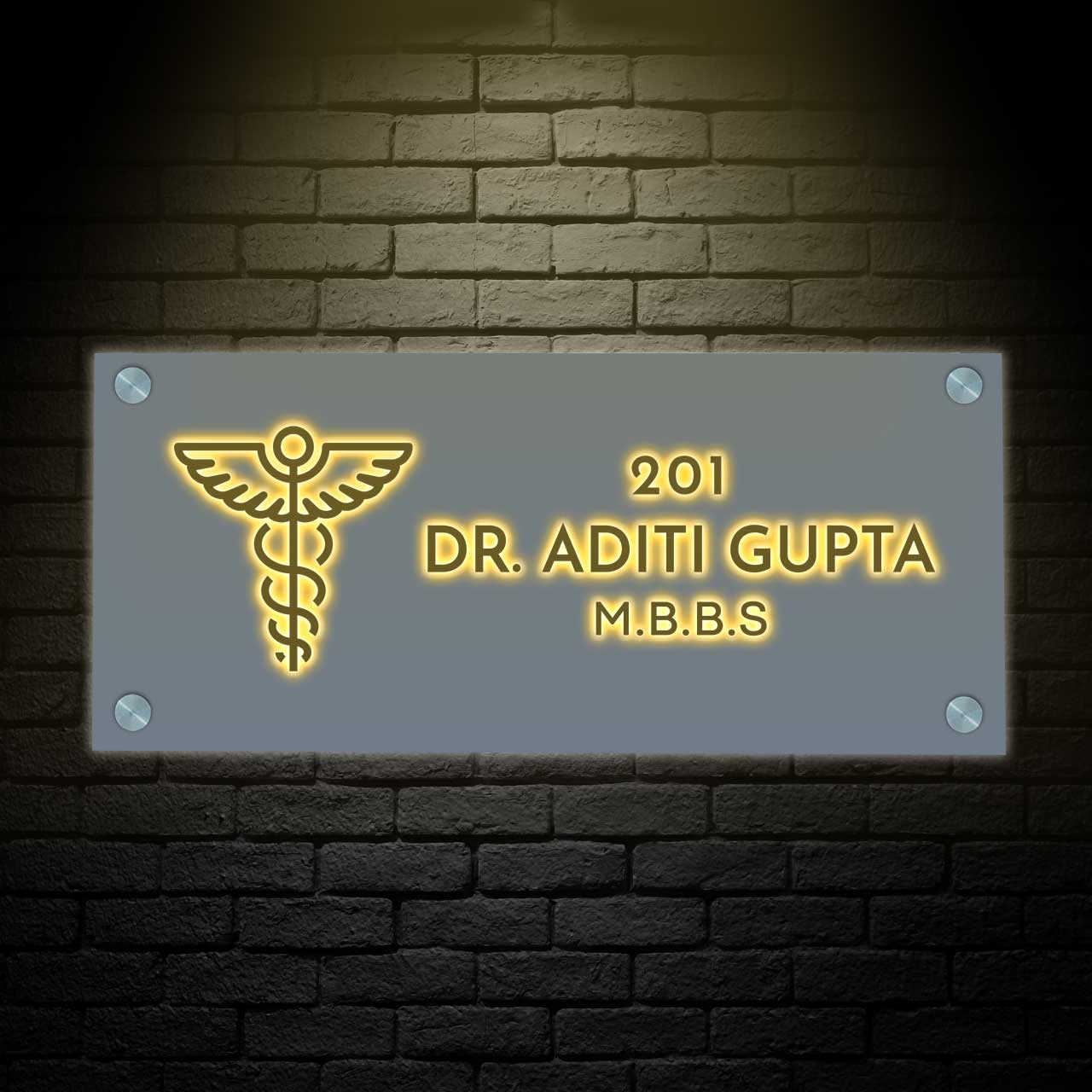 Nutcase Personalized LED Doctor Name Plate | Nutcase India