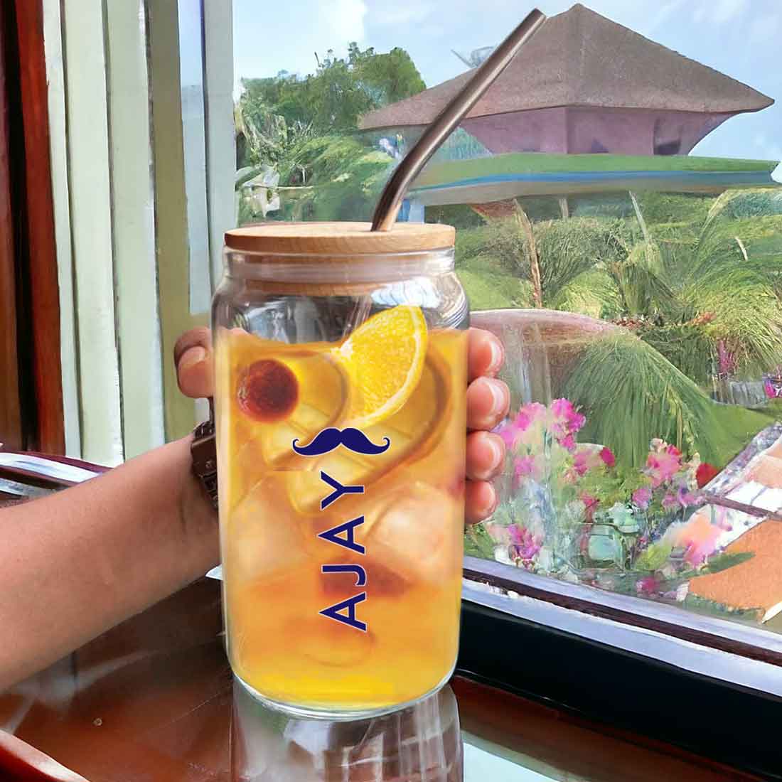 Custom Can Shaped Glass with Metal Straw | Nutcase India