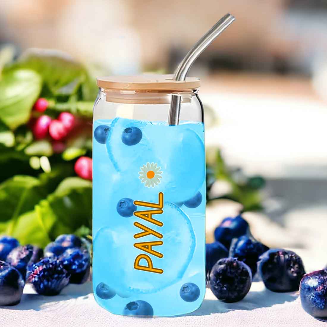 Glass Can with Lid and Straw - Custom Juice Can | Nutcase India