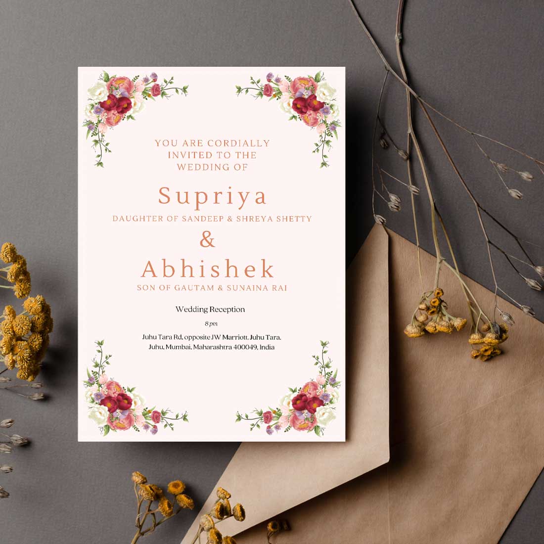 Premium Wedding Invitation Card - Custom Marriage Invite-6x9 inches ...