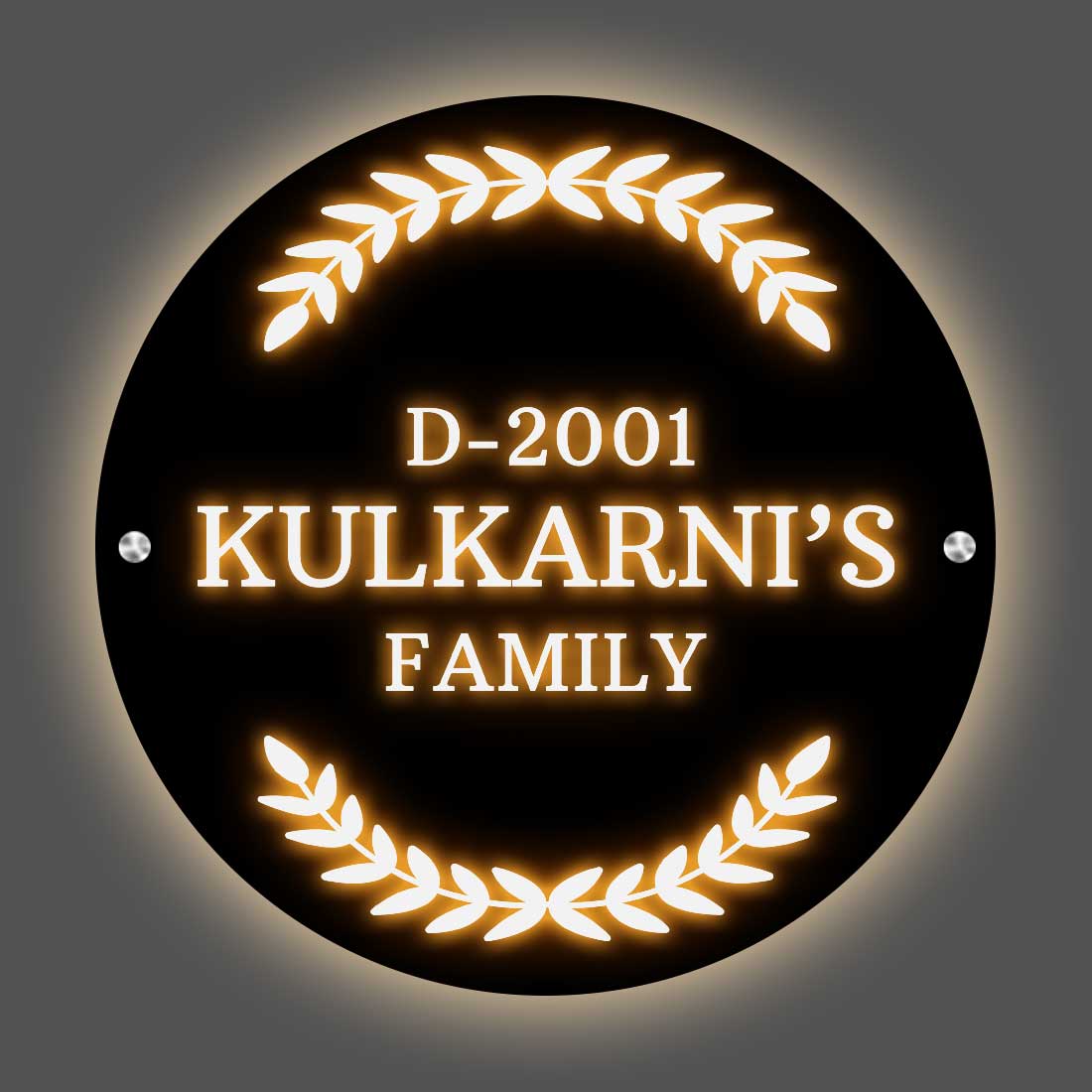 Lighting Name Board Round Name Plate Design – Nutcase