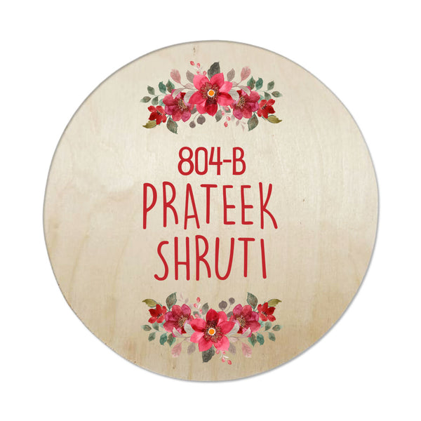 Round Name Plate Red Floral Design Nameplate for Home – Nutcase