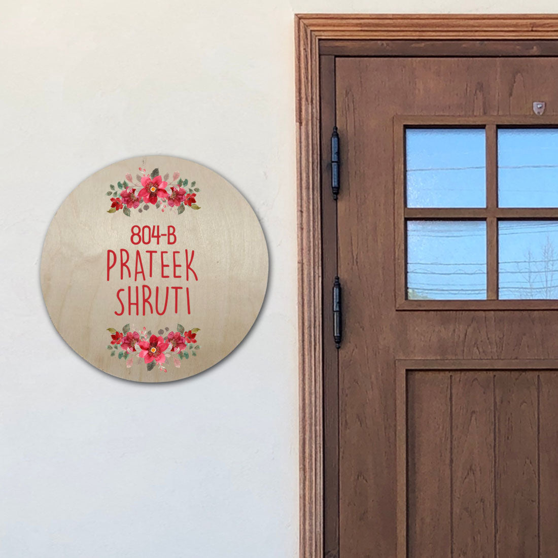 Round Name Plate Red Floral Design Nameplate for Home – Nutcase