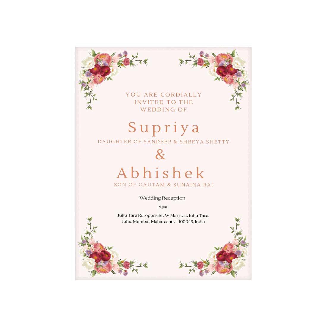 Premium Wedding Invitation Card - Custom Marriage Invite-6x9 inches ...