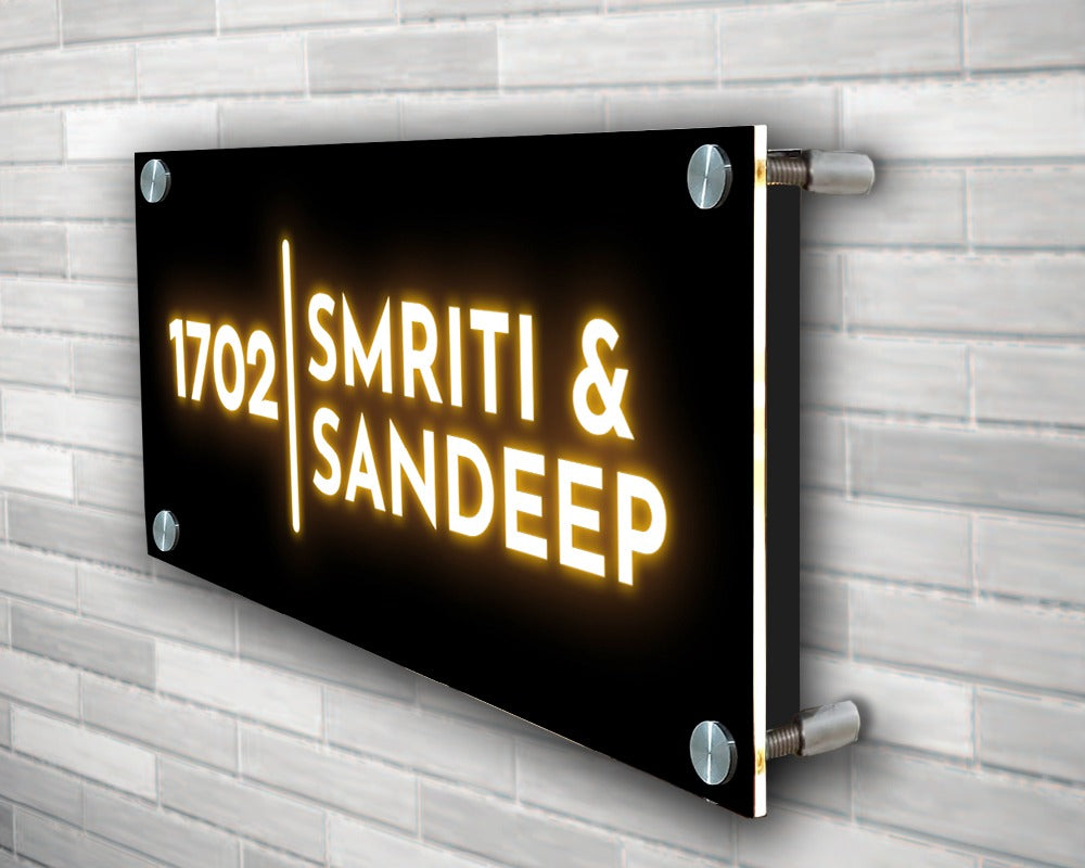 Acrylic LED Name Plate for Home Backlit Name Plate Square – Nutcase