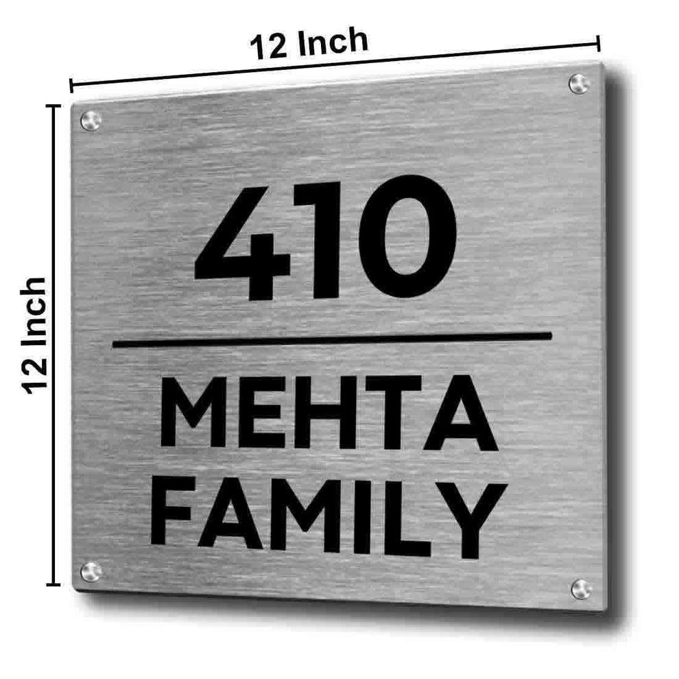 Personalised Metal Square Name Plate for House at Nutcase