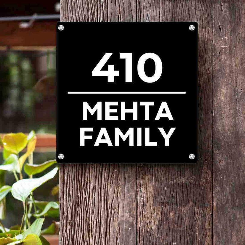 Personalised Metal Square Name Plate for House at Nutcase