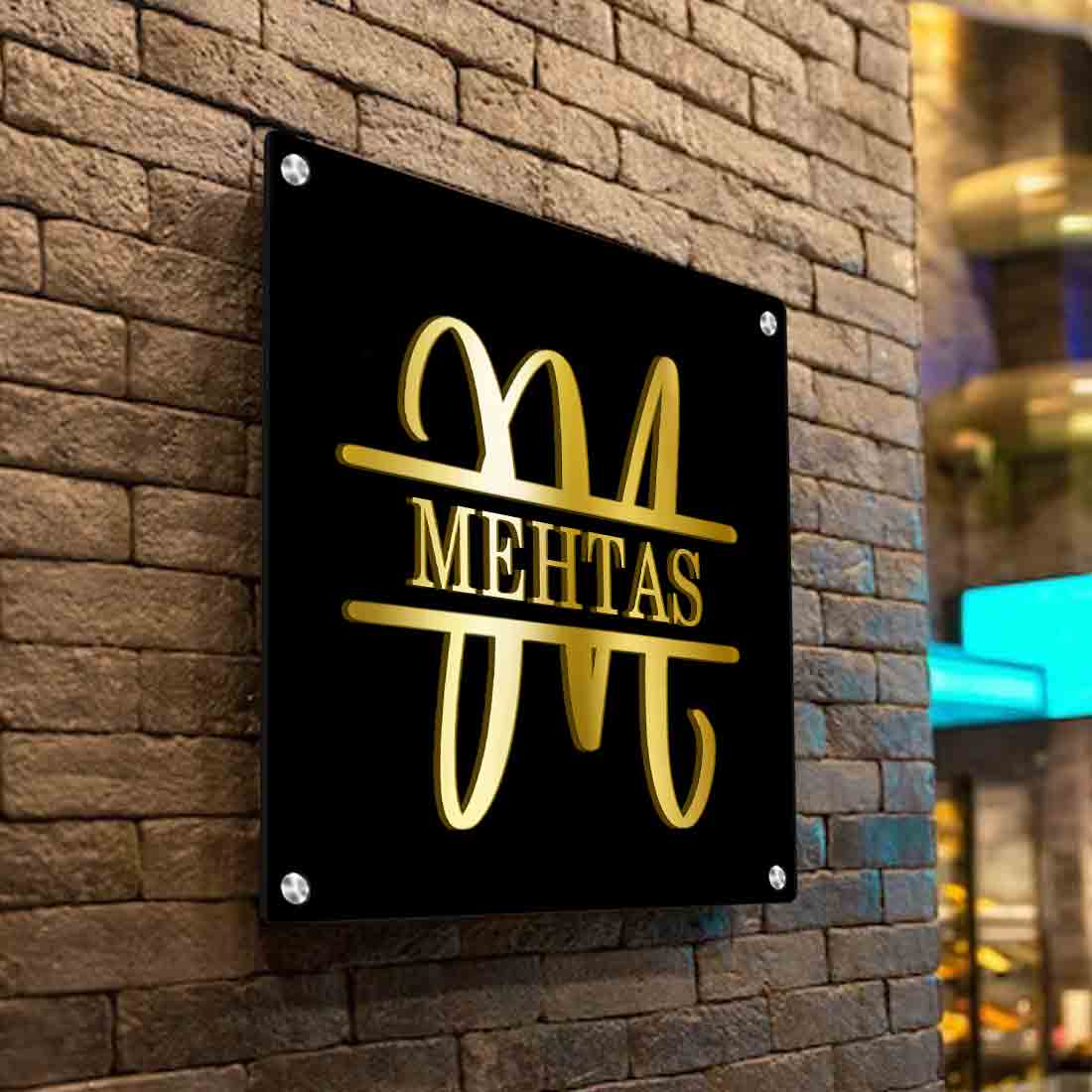 Personalised Metal Square Name Plate for House | Nutcase India