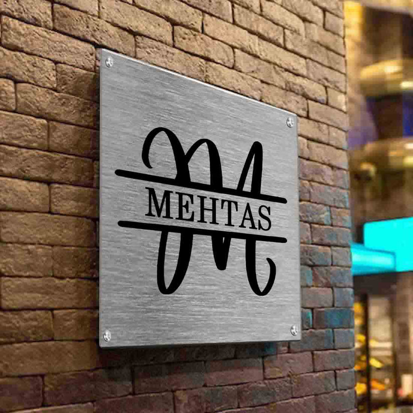 Custom Monogram Stainless Steel Name Board for Home Office – Nutcase