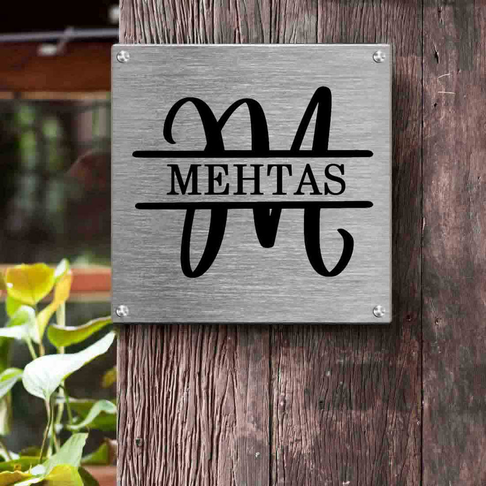 Custom Monogram Stainless Steel Name Board at Nutcase India