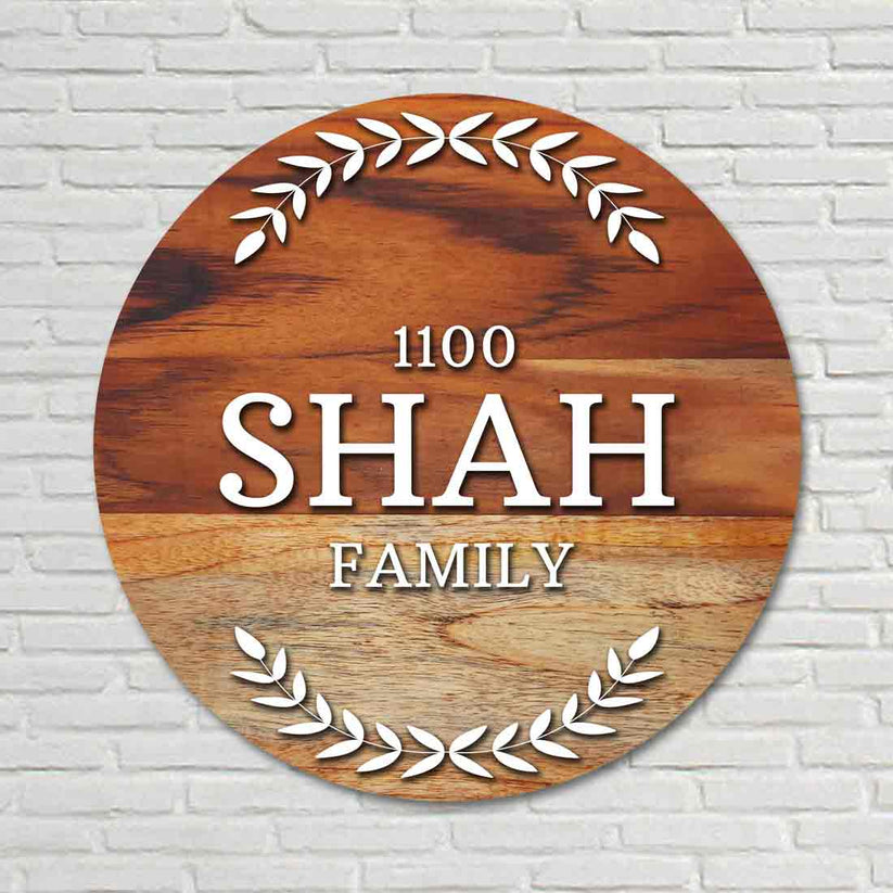 Buy Personalized Wooden Round Name Plate for House Online – Nutcase