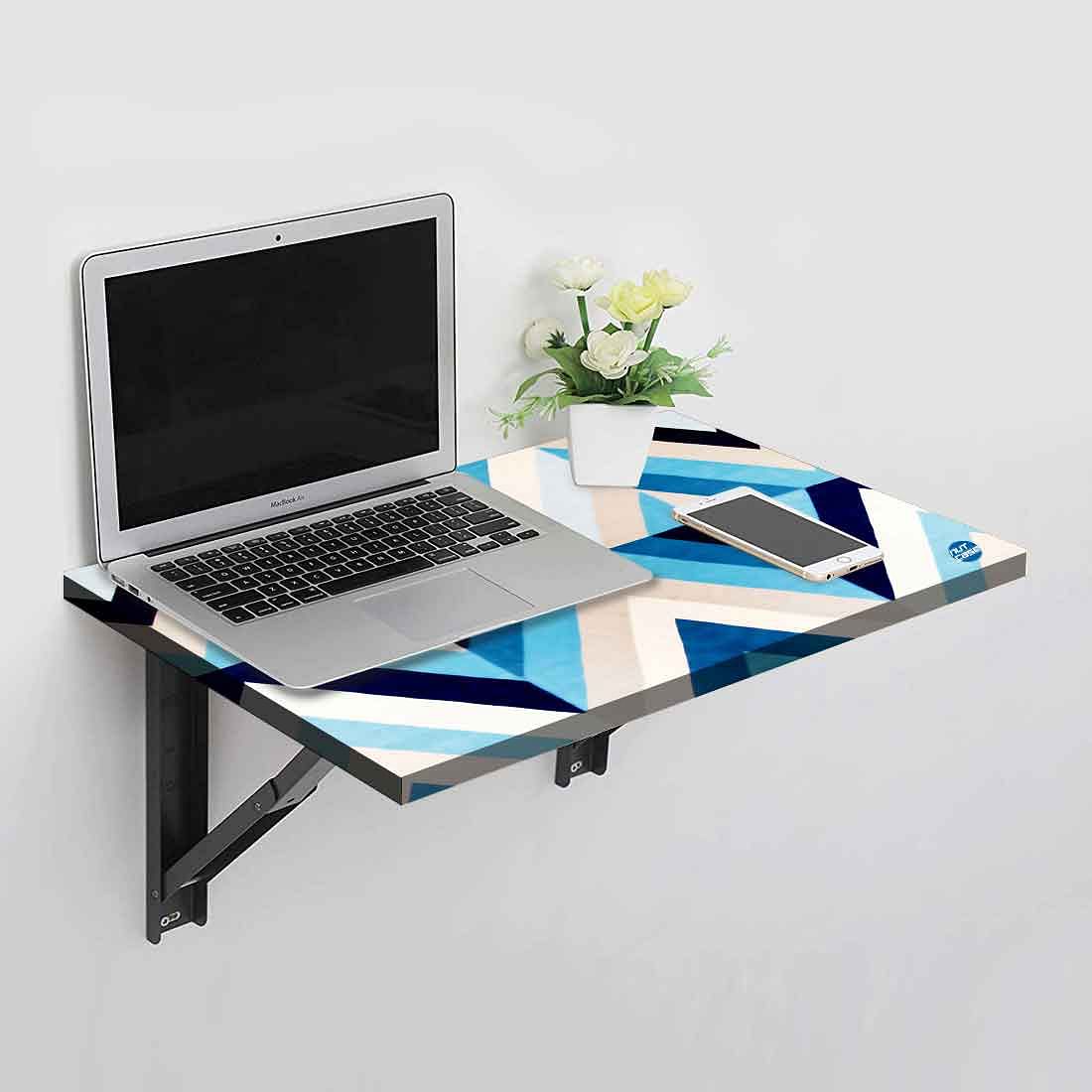 Wall Mounted Study Table for Work From Home - Blue Lines – Nutcase
